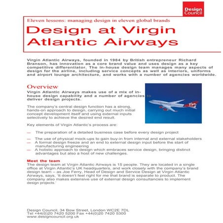Design at Virgin Atlantic Airways | PDF
