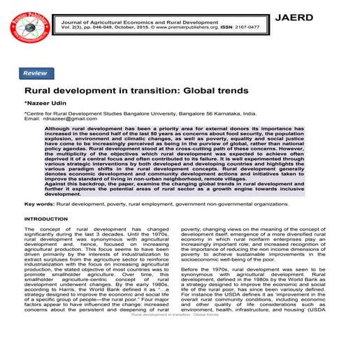Rural development in transition: Global trends | PDF