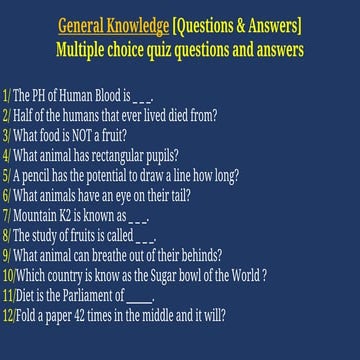 General knowledge | Questions & Answers [gk part 3]-MCQs | PPT