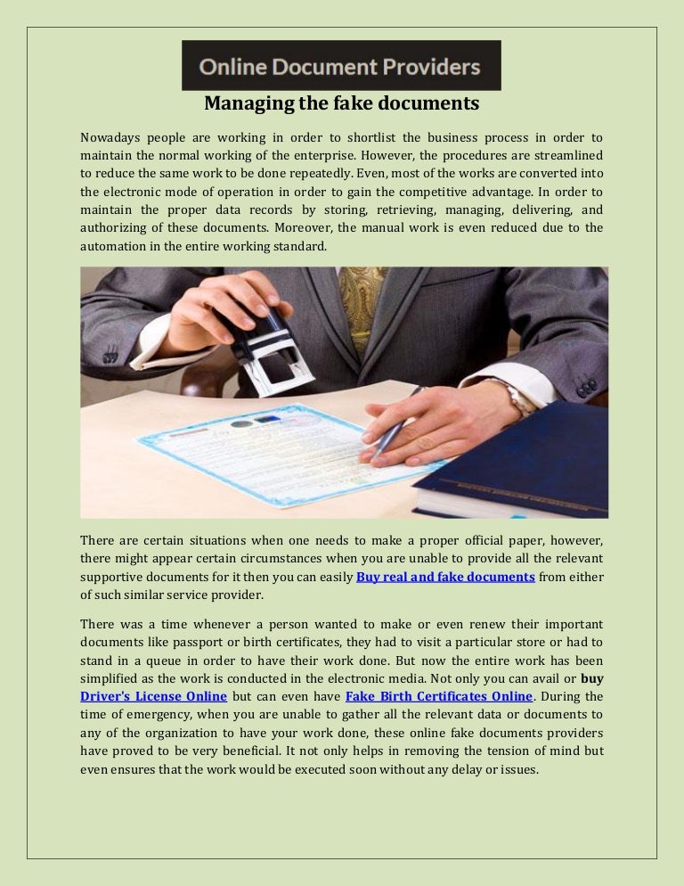 Managing the fake documents