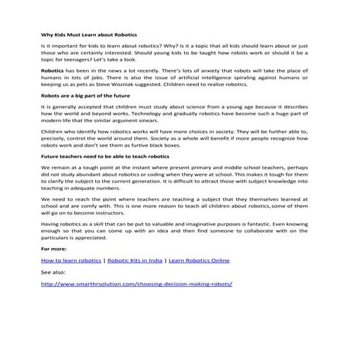 Robotics for Kids | PDF