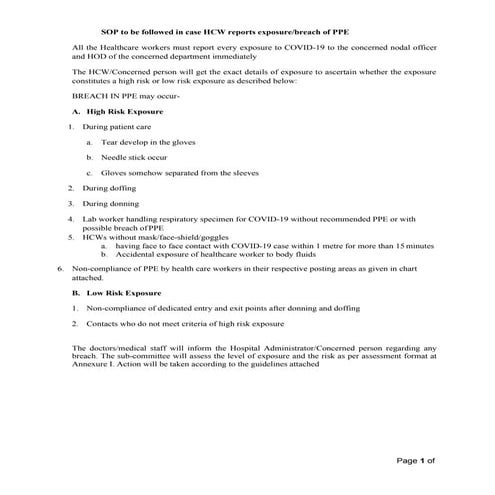 SOP for covid19 case management PPE | PDF