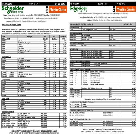 Price List-Azcorp Engineering Services Schneider Electric-Partner | PPT