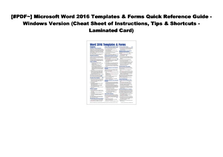 [Read] Microsoft Word 2016 Templates & Forms Quick Reference Guide