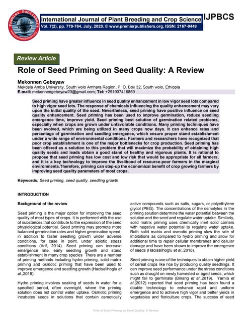 Seed Priming | PDF