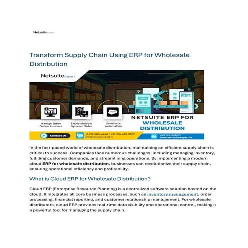 Optimize Supply Chain with ERP for Wholesale | PDF