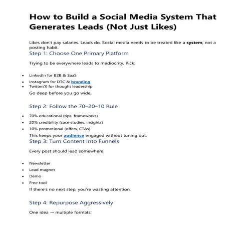 How to Build a Social Media System That Generates Leads (Not Just Likes ...