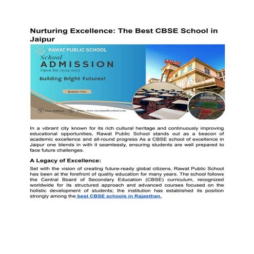 Nurturing Excellence the Best CBSE School | PDF