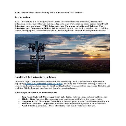 Sar Televenture: Leading Telecom Infrastructure Provider | PDF