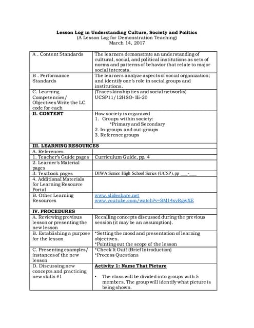 ANNOTATED LESSON PLAN FOR INDIGENOUS PEOPLE | DOCX | Educational ...