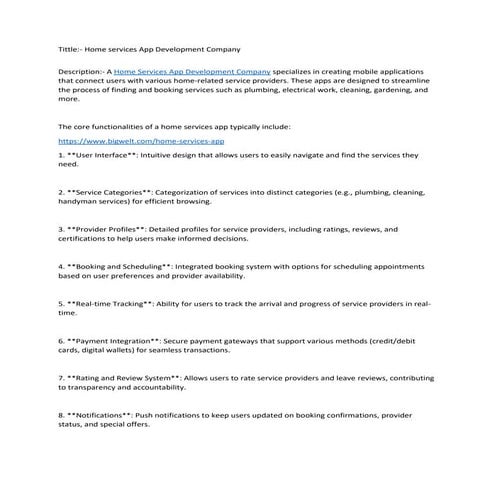 Home services App Development Company | PDF