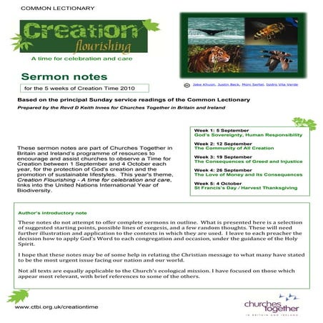 Sermon Notes Creation Care | PDF