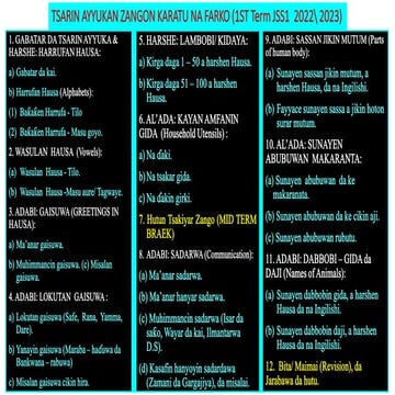 PDF WK1 JS1 FIRST TERM LESSON ON HAUSA SOUNDS | PDF