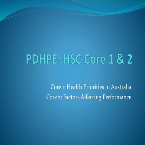 PDHPE: HSC Core 1 and 2 Overview | PPTX