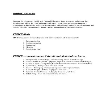 Pdhpe rationale | PPTX