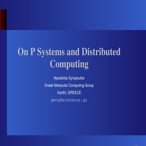 P Systems and Distributed Computing | PPT