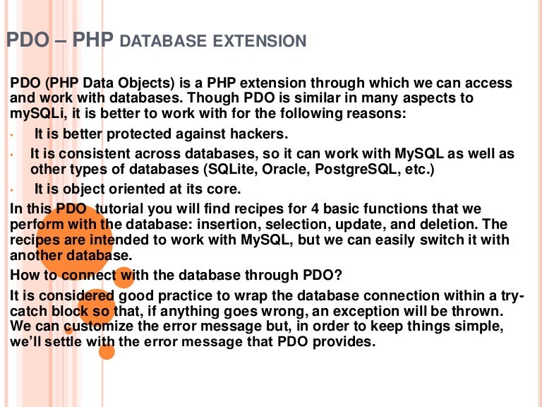 Pdo Php Database Extension Phpgurukul 