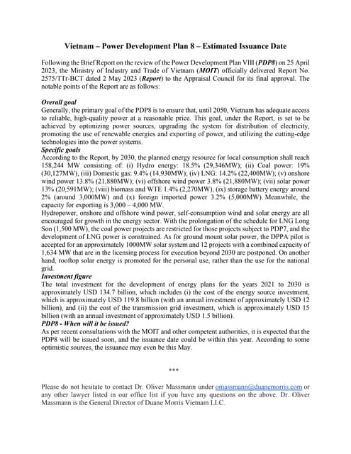 LEGAL ALERT ON THE PROPOSED ELECTRICITY PRICE FRAMEWORK FOR THE YEAR ...