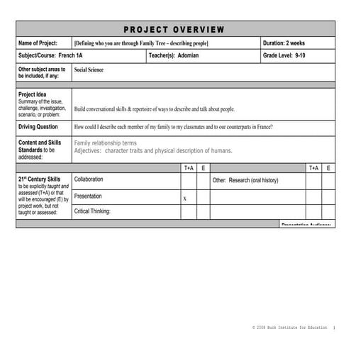 PD project planner for PBL | DOC