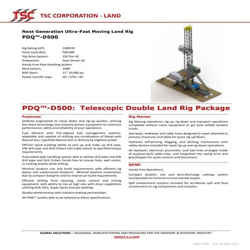 PDQ™-D500: Telescopic Double Land Rig Package | PDF