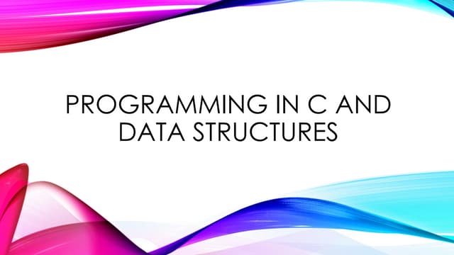 Programming In C And Data Structures An Easy Approach Ppt