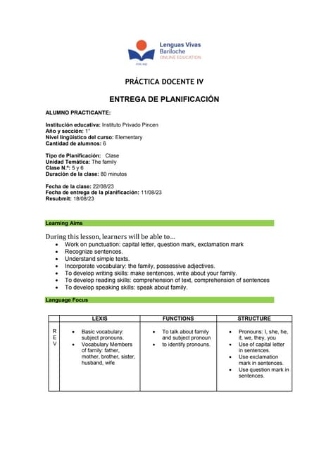 Spanish 1 Semester project | DOC | Homework and Study | Education