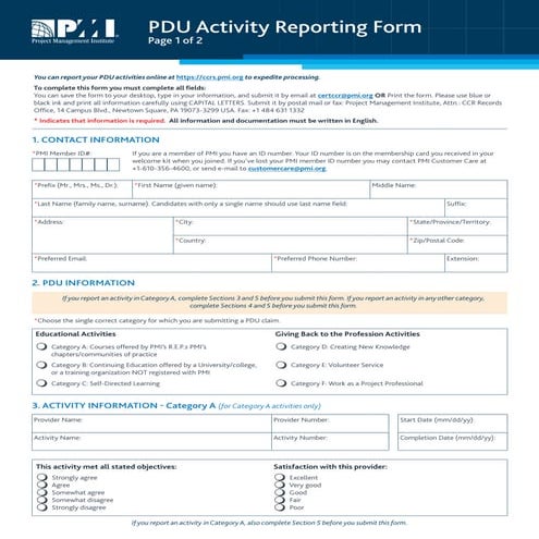 Pdu activity reporting form | PDF | Resume Writing and Advice | Job Search
