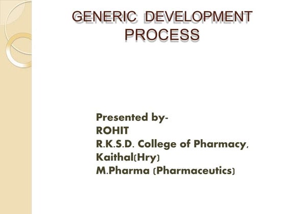 Generic drug product development | PPT