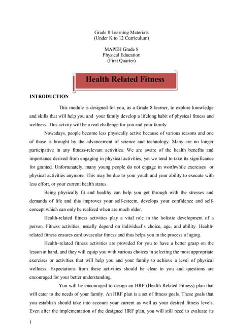 Grade 8 PE module(Q4) | PDF