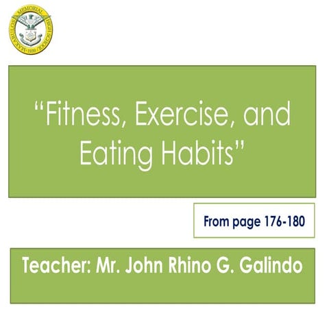 Physical Education Fitness, Exercise, and Eating Habits | PPTX
