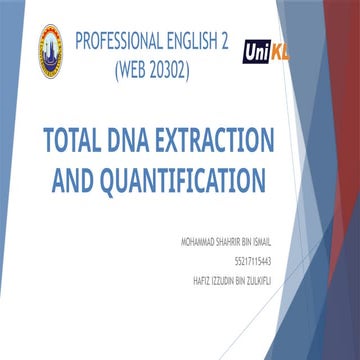 PE2 Presentation dna extraction and quantification | PPT