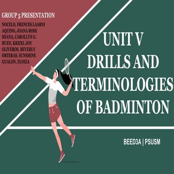Unit 5- Drills and Terminologies of Badminton | PPTX