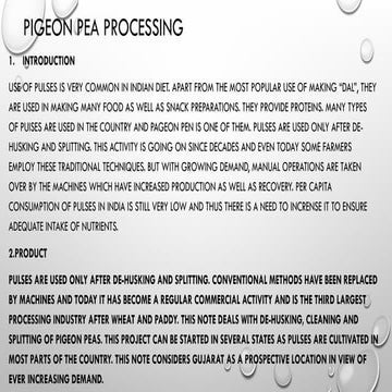 Establishment of pigeon pea processing plant | PPTX