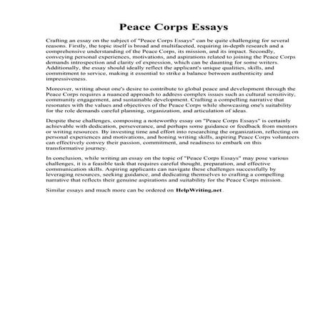 Peace Corps Essays | PDF