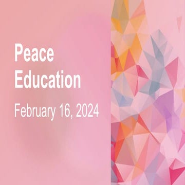 PEACE EDUCATION edukasyon sa pagpapakatao | PPTX