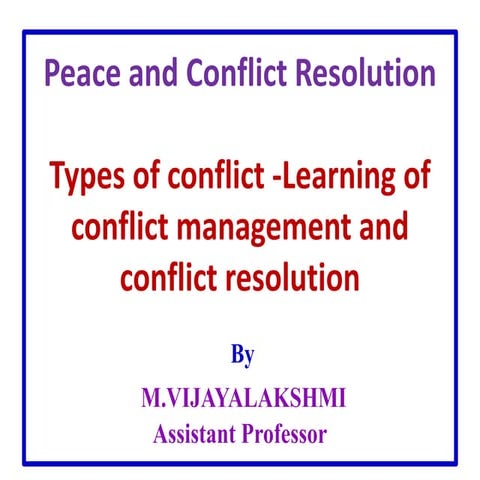 Peace and Conflict Resolution | PPTX