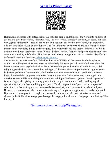 Essay On World Peace | PDF
