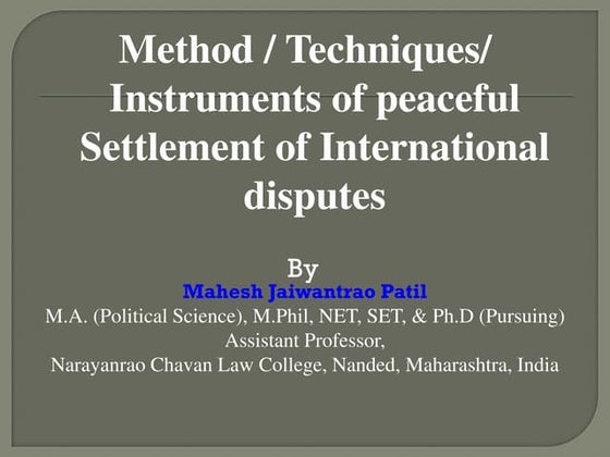 Settlement of International Dispute | PPT