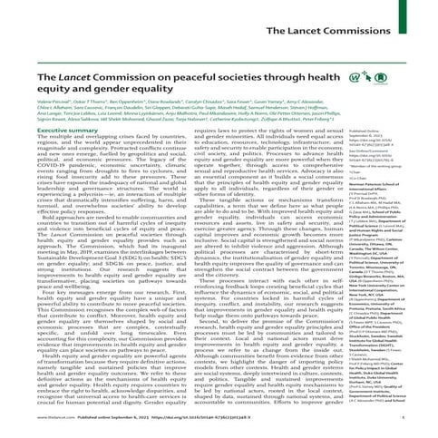 The Lancet Commission on peaceful societies through health equity and ...