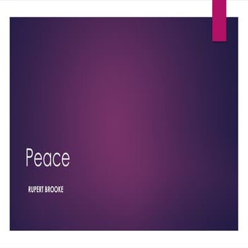 Peace PPT. English War Poetry by Rupert Brooke | PPTX