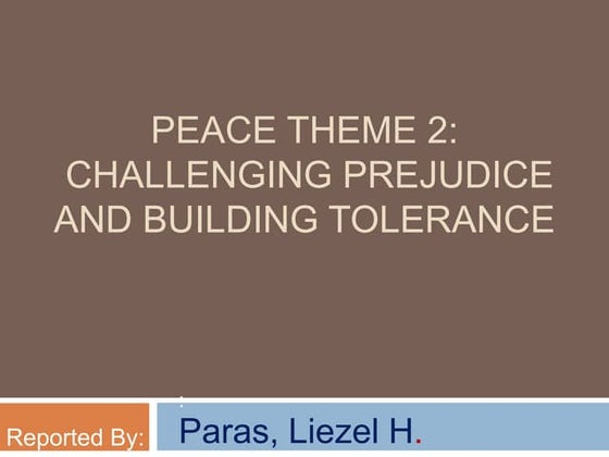 PEACE Theme 6 :Resolving and transforming conflicts | PPT