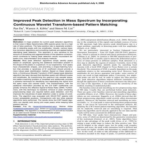 Peak detection cwt | PDF
