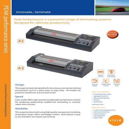 Peak performance pouch laminators ps320 ps450 | PDF
