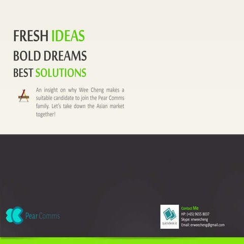 Pitch Deck for a startup job - Pear Comms Deck 1 | PPT