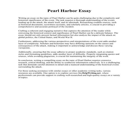 Pearl Harbor Essay. Russell Sage College | PDF