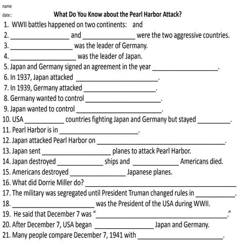 WWII and the Attack of Pearl Harbor | PPTX