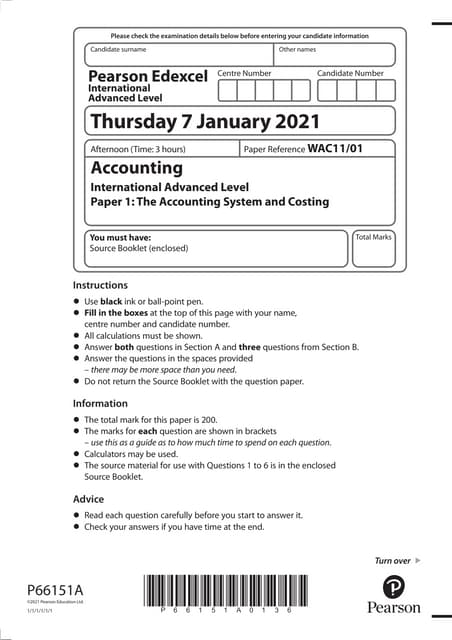 Edexcel IAL introduction - Unit 01 & 2 | PDF