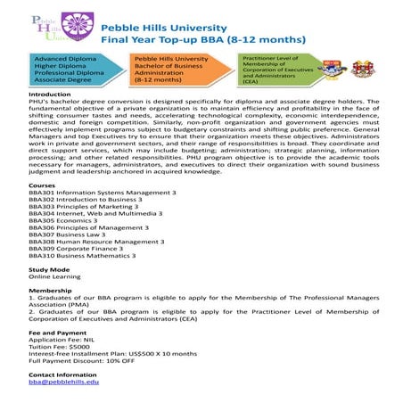 Pebble Hills University Top Up Bba | PDF