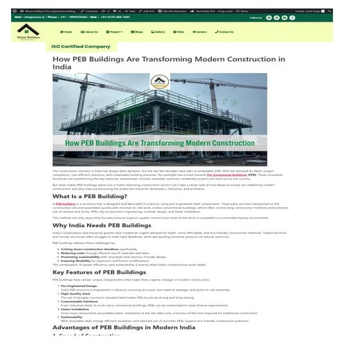 PEB Buildings The construction industry in India | PDF