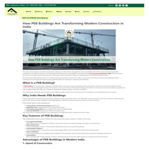 PEB Buildings The construction industry in India | PDF
